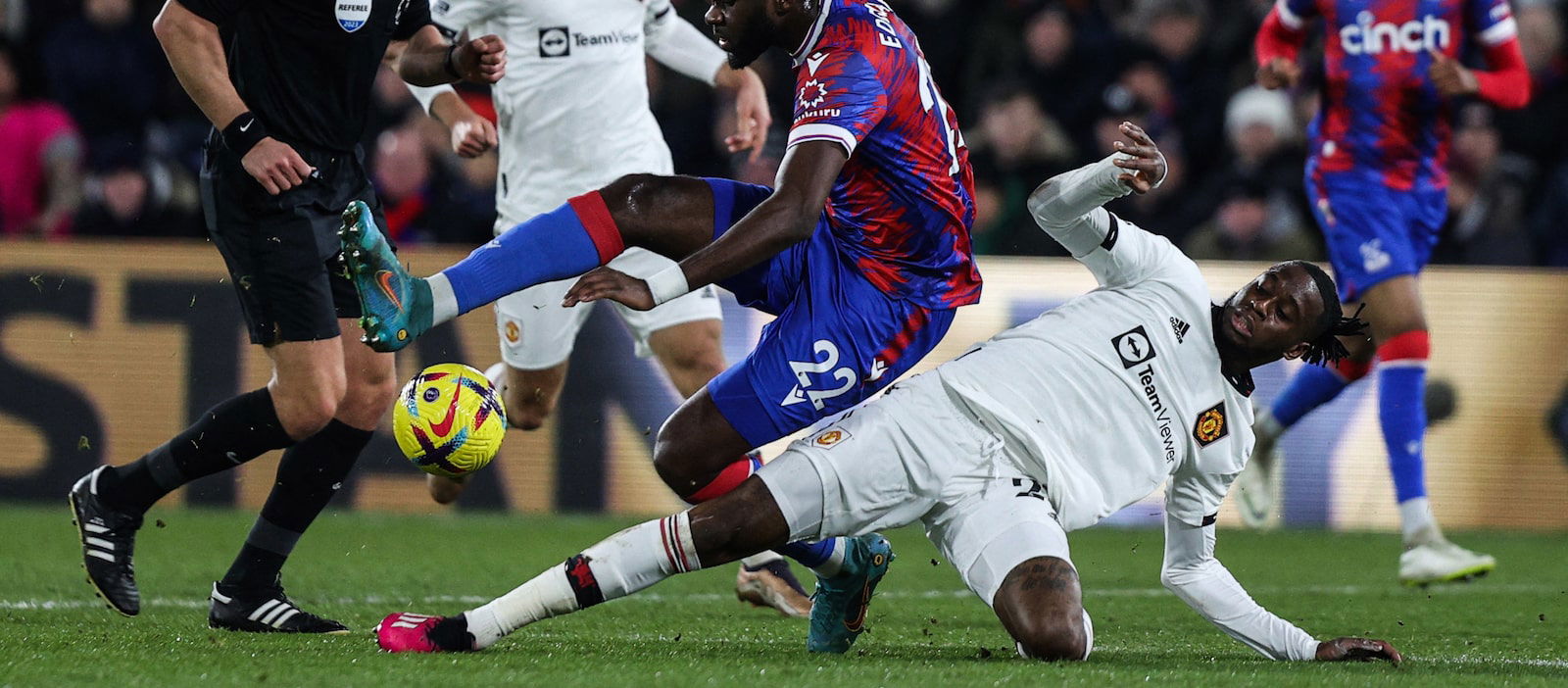 Video: Wilfried Zaha gives his hilarious verdict on Aaron Wan-Bissaka's match-saving tackle ...